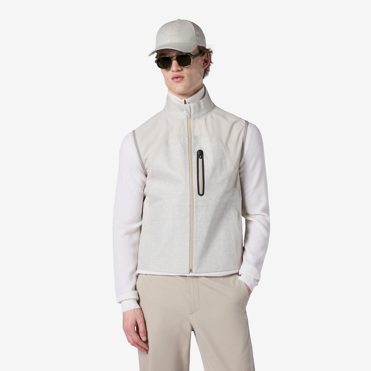 Laminated Linen Vest - beige | SEASE