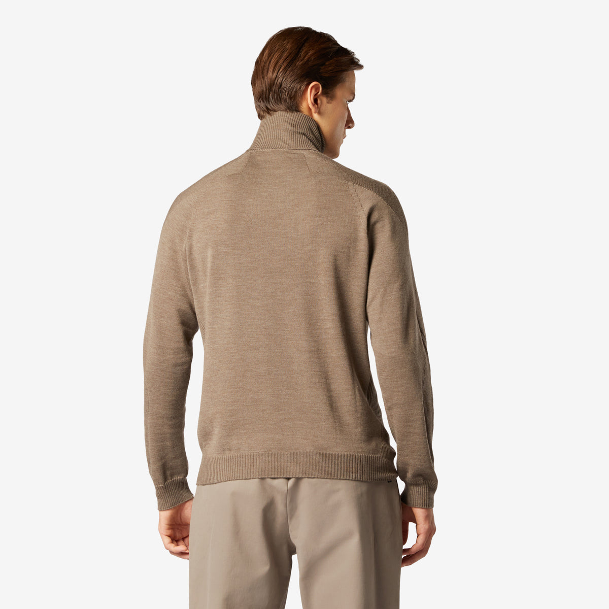 Ultra fine WISH® virgin wool turtle neck sweater - brown | SEASE