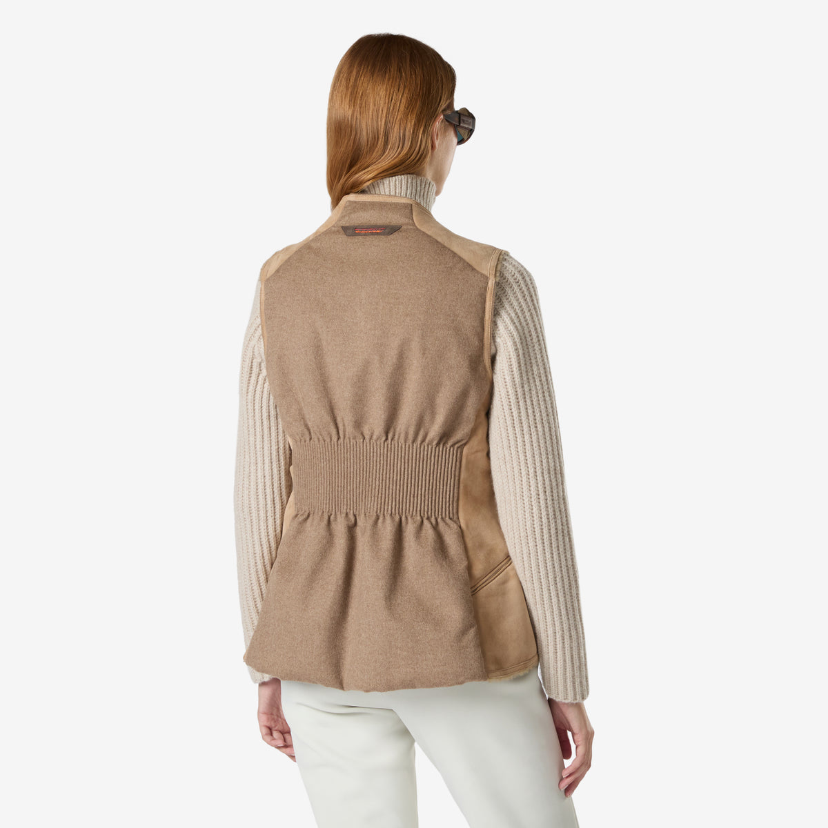 Shearling and cashmere belted vest - beige | SEASE