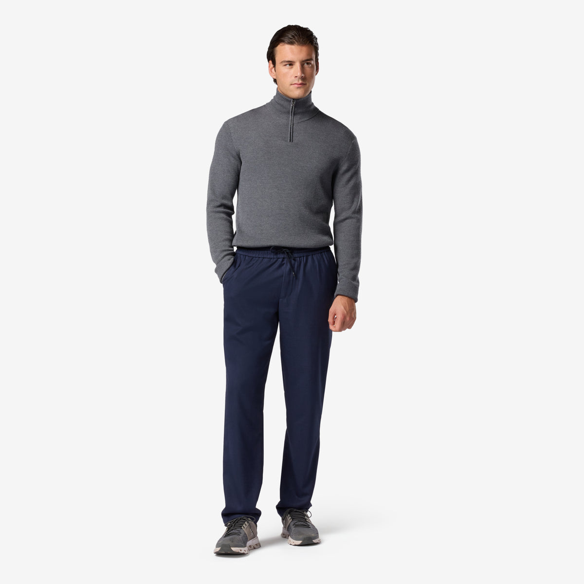 Pantaloni in Cover di lana vergine extra fine con coulisse blu | SEASE